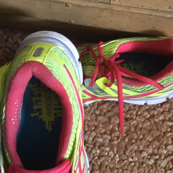 Asics | Shoes | Asics Neon Sneakers Neon Yellow Bright Red Running ...